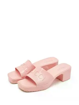 Gucci Logo-embossed Heeled Sandals