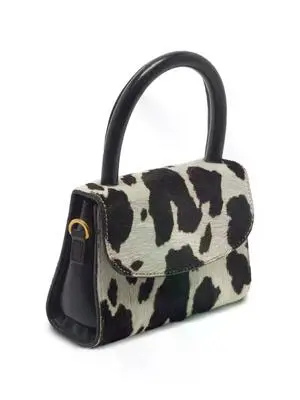 By Far Calf Hair Leather Top Handle Tote Bag - Black