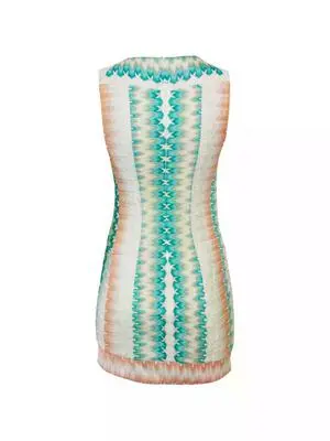 Missoni Crochet Knit Chevron Mini Dress - White