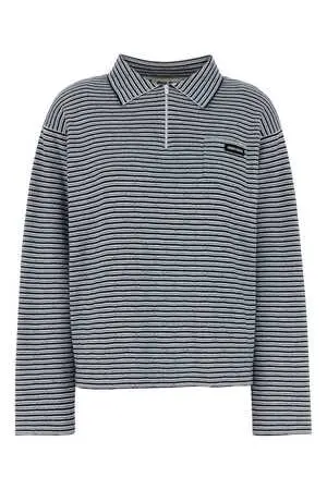 Miu Miu Striped Cotton Blend Polo Shirt - Multicolor