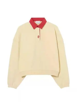 Claudie Pierlot Oversized Cotton Sweatshirt With Contrasting Collar - Neutrals