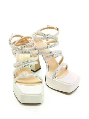 Mach & Mach Sydney Crystal-studded Sandals - Neutrals