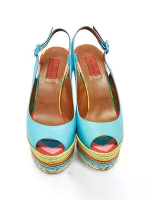 Valentino Garavani Striped Slingback Wedge Sandals