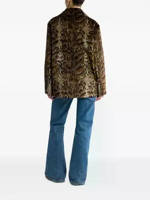 Etro Cropped Velvet Coat With Leopard Motif