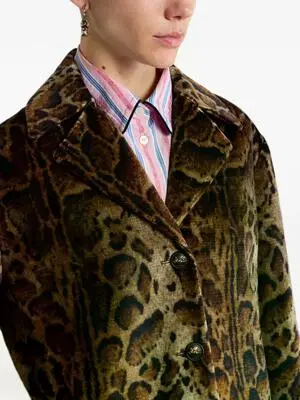 Etro Cropped Velvet Coat With Leopard Motif