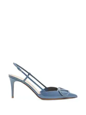 Valentino Garavani Vlogo Signature Patent-leather Slingback Pumps - Blue