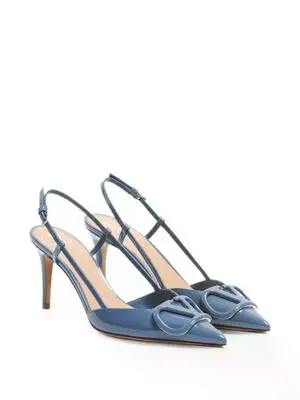 Valentino Garavani Vlogo Signature Patent-leather Slingback Pumps - Blue