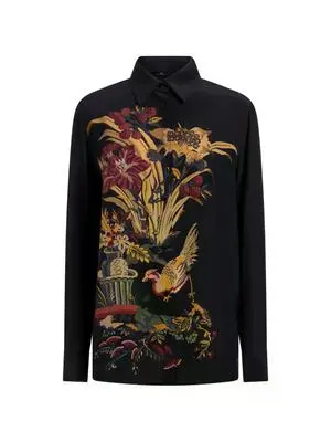 Etro Silk Crepe De Chine Shirt With Placed Print