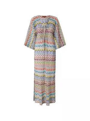 Missoni Zigzag-knit Lace-up Beach Dress - Blue