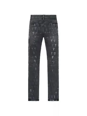 RtA Bryant Cross-print Denim Jeans