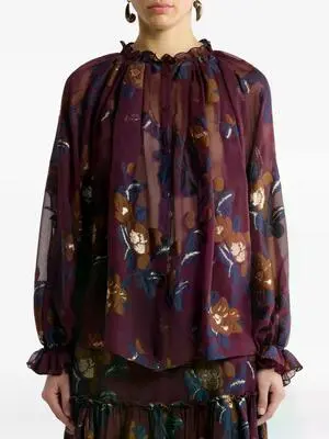 Etro Silk-blend Jacquard Shirt With Fil Coupé Flowers
