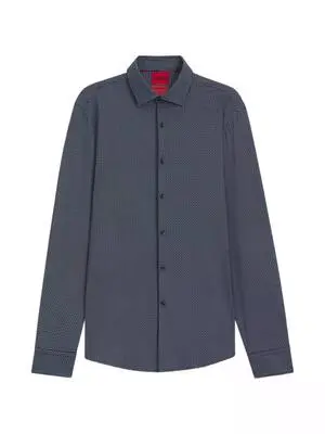 Hugo Kenno Geometric-print Long-sleeve Shirt - Blue