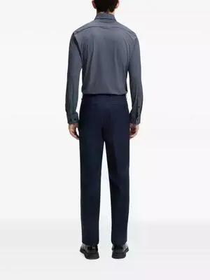 Hugo Printed Slim-fit Shirt In Stretch Jersey - Blue