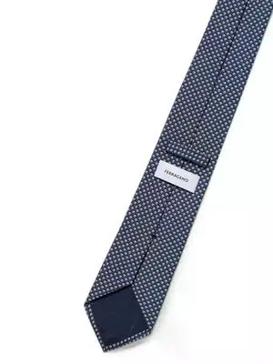 FERRAGAMO Gancini Silk Tie - Blue