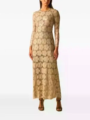 JBQ Petra Floral-lace Long-sleeve Maxi Dress - Neutrals