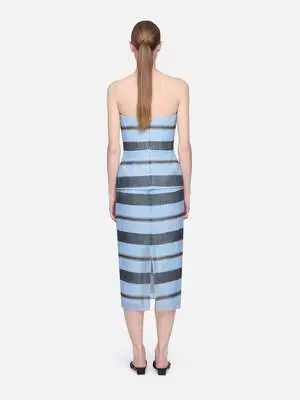 EMILIA WICKSTEAD Strapless Striped Textured Organza Top