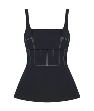 EMILIA WICKSTEAD Square Neck Peplum Top