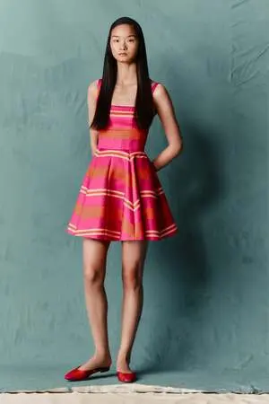 EMILIA WICKSTEAD Mini Mona Dress In Striped Taffeta Faille - Orange