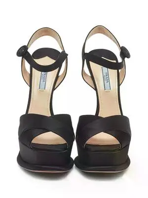 Prada Satin Criss-cross Platform Sandals