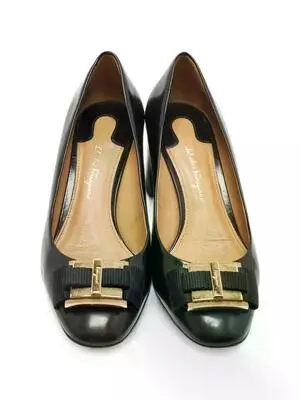 FERRAGAMO Bow Detail Block Heel Pumps