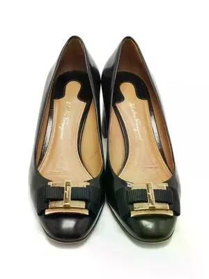FERRAGAMO Bow Detail Block Heel Pumps