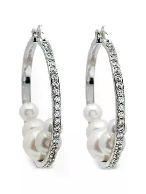 Miu Miu Faux Pearl And Crystal Hoop Earrings