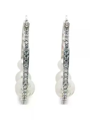 Miu Miu Faux Pearl And Crystal Hoop Earrings