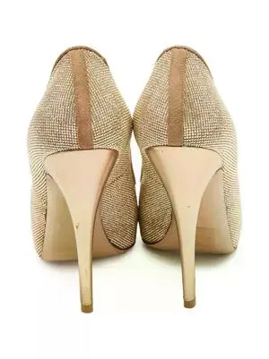 Valentino Garavani Beige Suede Peep-toe Heeled Pumps