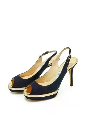 JIMMY CHOO Peep-toe Slingback Heeled Pumps - Blue