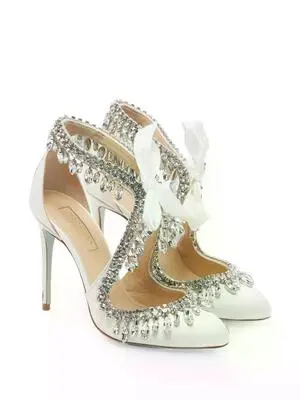 AQUAZZURA Embellished Ankle Strap Pumps