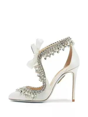 AQUAZZURA Embellished Ankle Strap Pumps - Neutrals