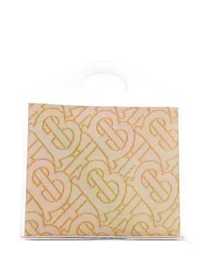 Burberry Woven Raffia And Canvas Medium Tote Bag With Leather Trim - Neutrals