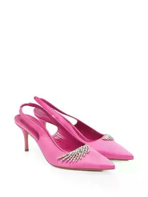 Manolo Blahnik Satin Crystal Embellished Slingback Pumps