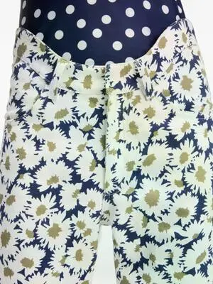 JEAN PAUL GAULTIER Curved Flower-print Denim Jeans - White