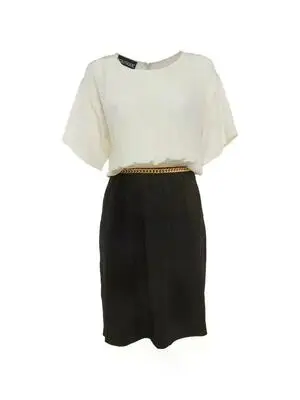 Moschino Cream Crepe Chain-detail Dress - Black