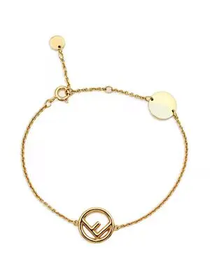 Fendi Crystal Embellished F Motif Chain-link Bracelet