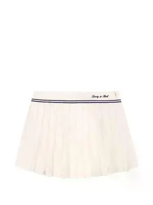 SPORTY & RICH Embroidered Logo Pleated Mini Skirt - Neutrals