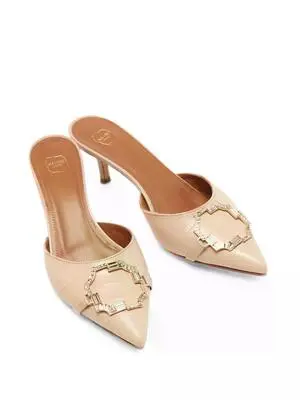 MALONE SOULIERS Missy Croc-embossed Heeled Mules