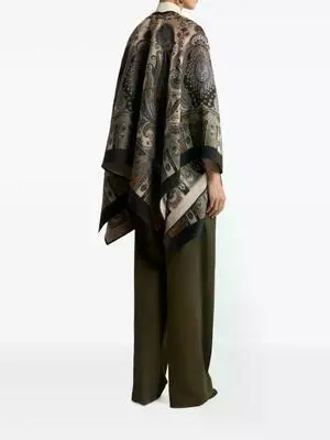 Etro Wool-blend Jacquard Cape With Paisley Motif