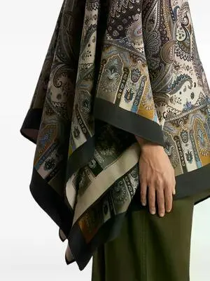 Etro Wool-blend Jacquard Cape With Paisley Motif