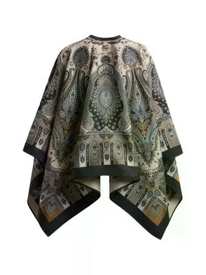 Etro Wool-blend Jacquard Cape With Paisley Motif