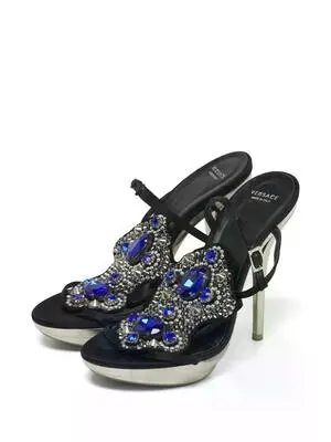 Versace Crystal-embellished Slingback Sandals - Black