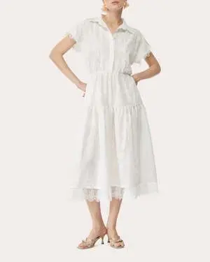 Waimari Aura Lace Midi Shirt Dress - White