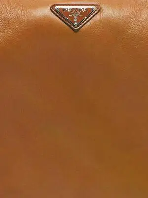 Prada Shearling Trim Shoulder Bag - Brown