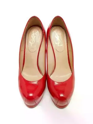 Saint Laurent Patent Leather Platform Pumps - Red