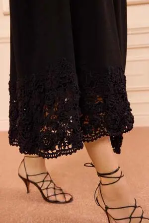 Ulla Johnson Leona Crochet Midi Skirt - Noir
