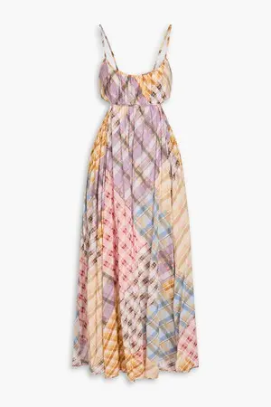 Zimmermann Cutout Checked Cottonpoplin Maxi Dress
