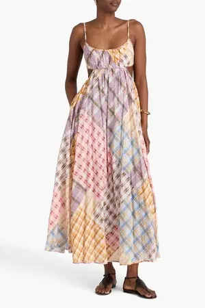 Zimmermann Cutout Checked Cottonpoplin Maxi Dress