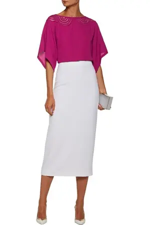 Raoul Mallow Openknit Paneled Crepe Top