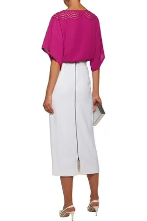 Raoul Mallow Openknit Paneled Crepe Top